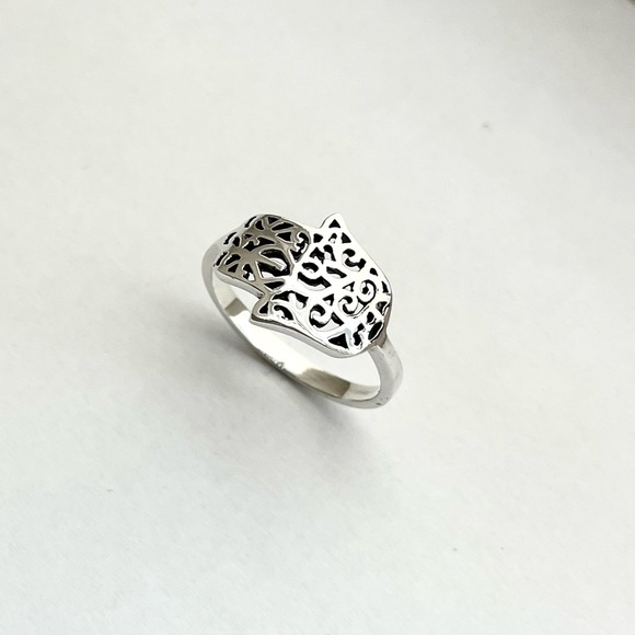 Jewelry | Sterling Silver Hamsa Sideway Ring Hand Of God Protective ...